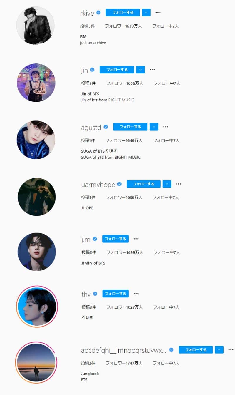 BTS メンバーのインスタグラムの謎「そのID、どうやって入手したの？」 - DANMEE ダンミ